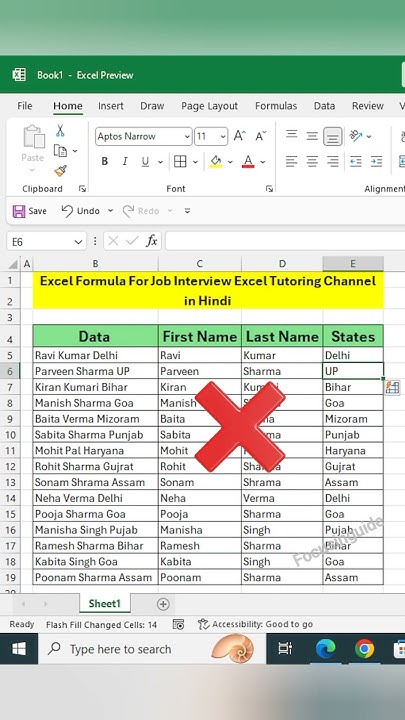Flash Fill Excel Tips and tricks hacks excel for fresher #focusinguide #exceltips #tutorial # ...