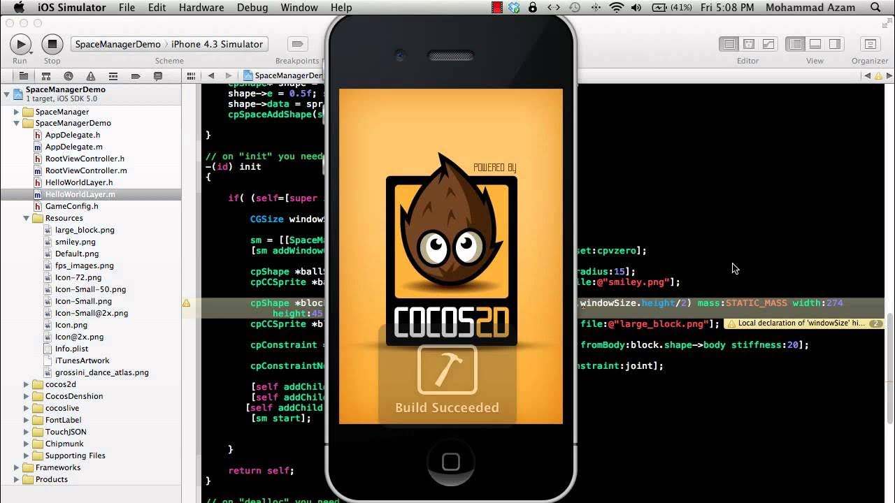 Learning Cocos2d Part 16 (SpaceManager Joints) - YouTube