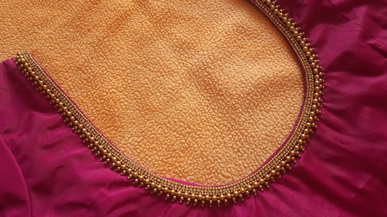 Aari work blouse design using normal needle | Neck design | part 1 ...