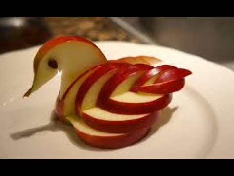 How to Make an Edible Apple Swan! Apple swan Garnish_FOOD BUZZ - YouTube