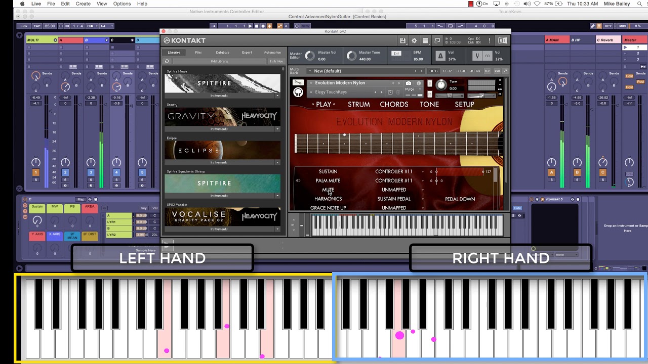 TouchKeys Evolution Modern Nylon: two-handed monophonic playing - YouTube