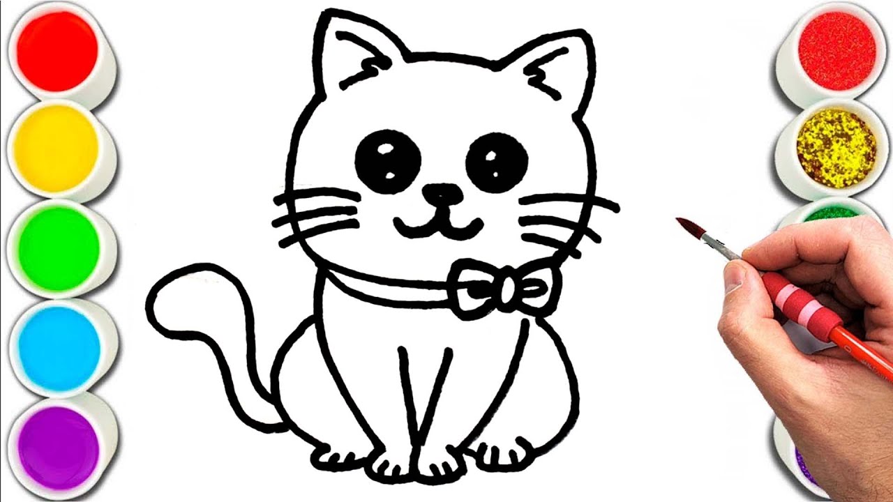 How To Draw A Cat Step By Step for kids | easy Cute Kitty drawing ...