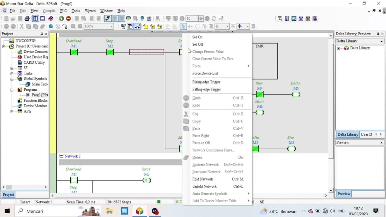ISPSOFT Motor Star Delta Programming For PLC Delta DVP - YouTube