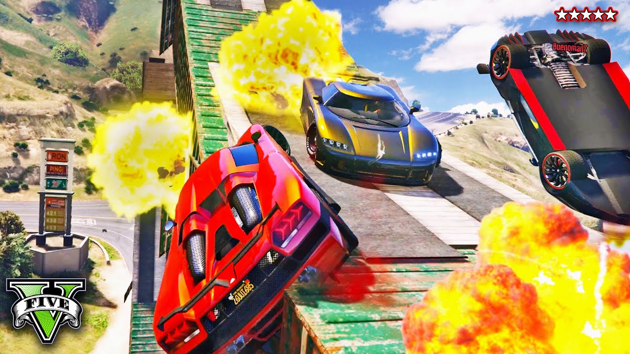 GTA 5 EXPLOSION CITY - Craziest GTA Race EVER!! INSANE STUNT RACE (GTA ...