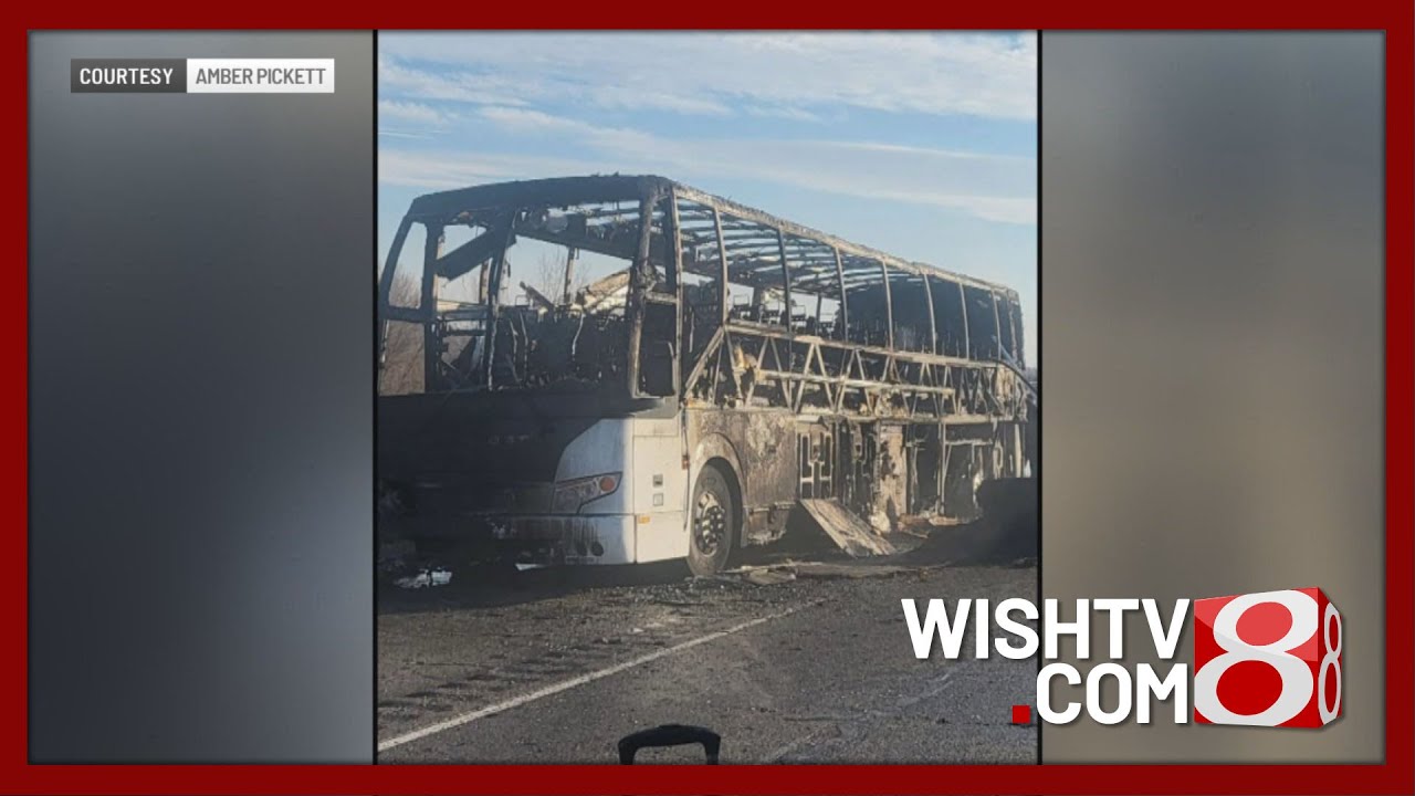 IU Indy sports bus catches fire on journey home - YouTube