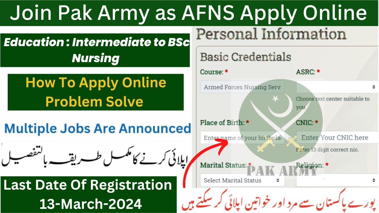 How to Apply Online for Armed Forces Nursing Service 2024 | Pak Army ...