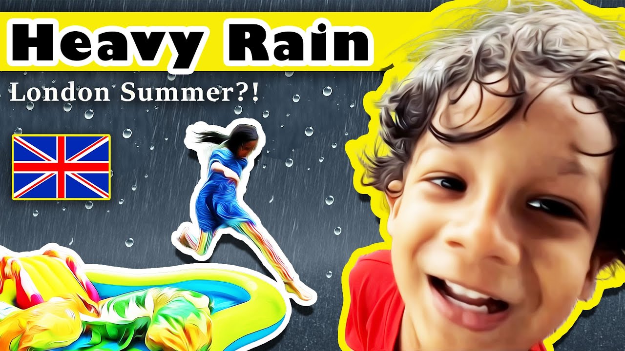 Kids have Fun in the Rain / Kids HEAVY Rain #singinintherain Kids play ...