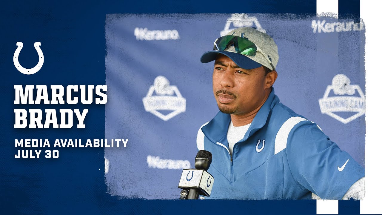Marcus Brady Training Camp Availability | July 30 - YouTube