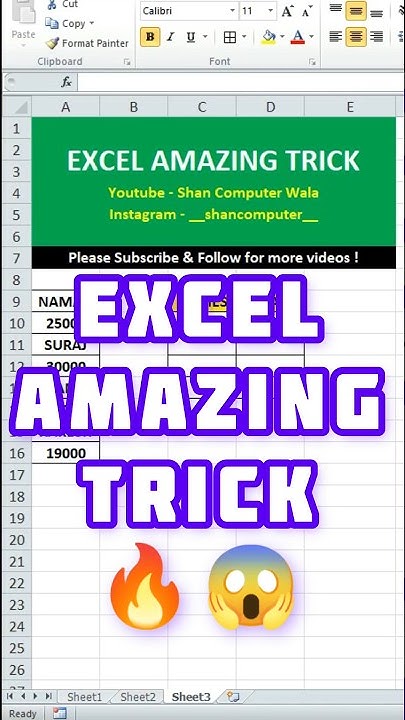 Excel Formula Hacks | Excel Amazing Tricks 🔥 #excel #shorts #trending - YouTube