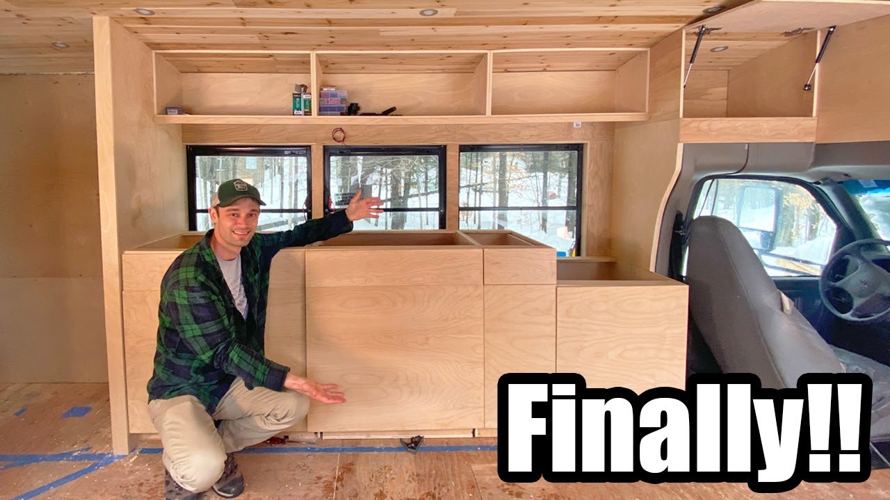 Installing the Cabinet Doors On The School Bus Conversion - YouTube