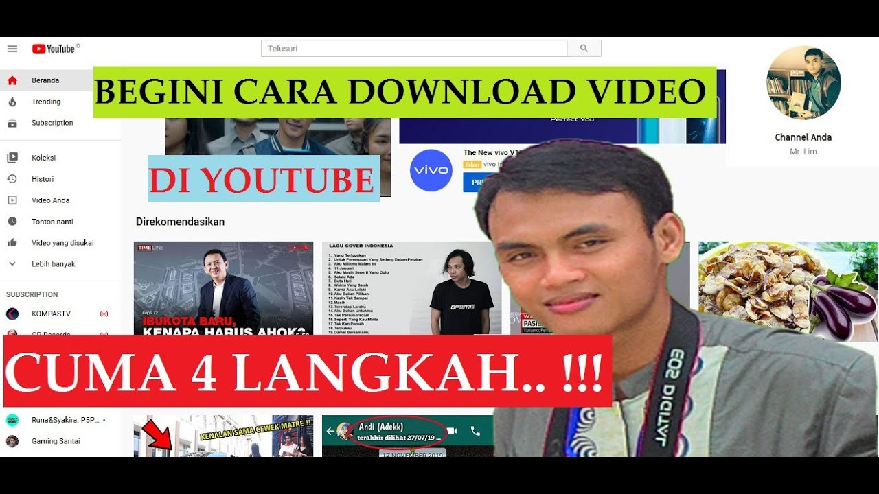 BEGINI CARA DOWNLOAD VIDEO DI YOUTUBE... CUMA 4 LANGKAH !!! - YouTube