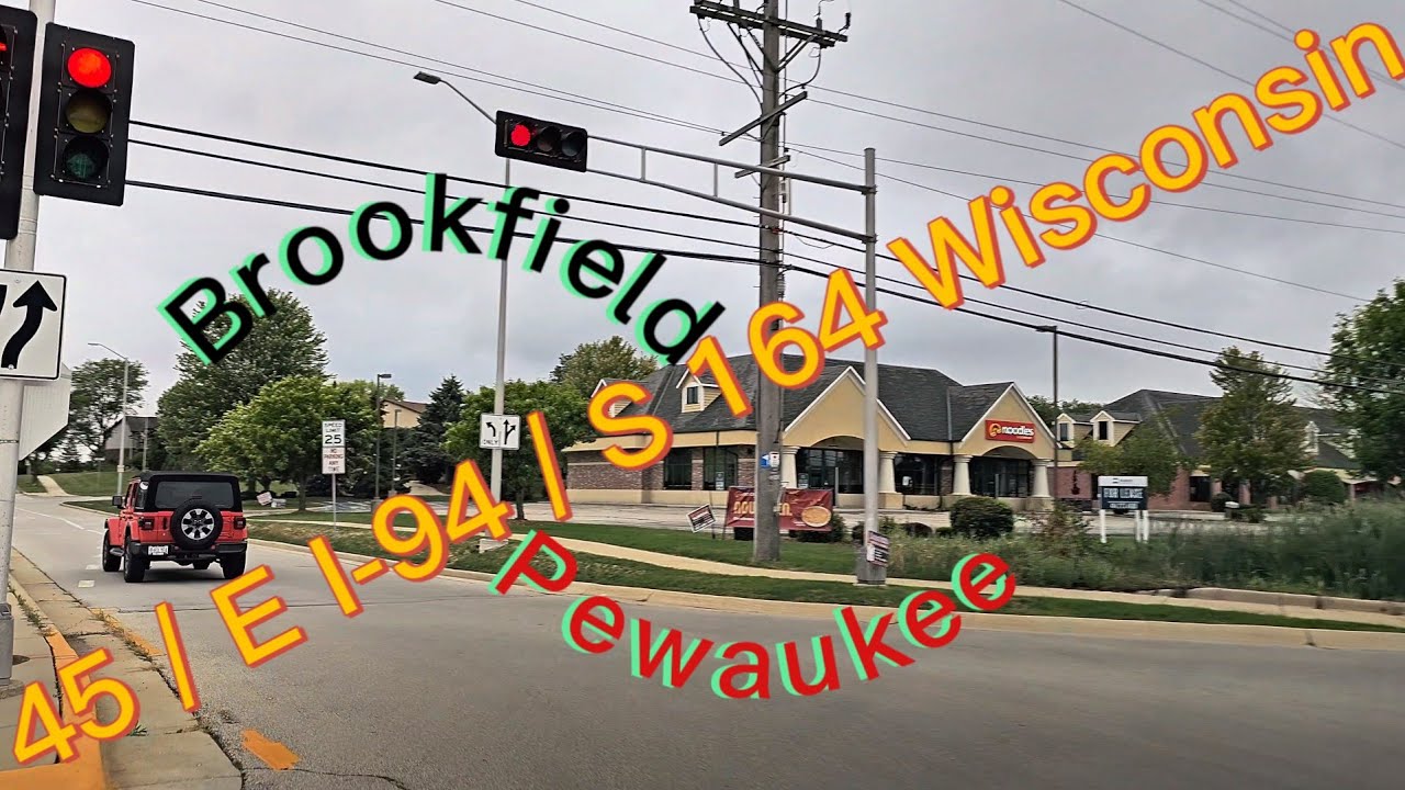 Driving from Brookfield along 45 / E I-94 / S 164 Wisconsin to Pewaukee ...