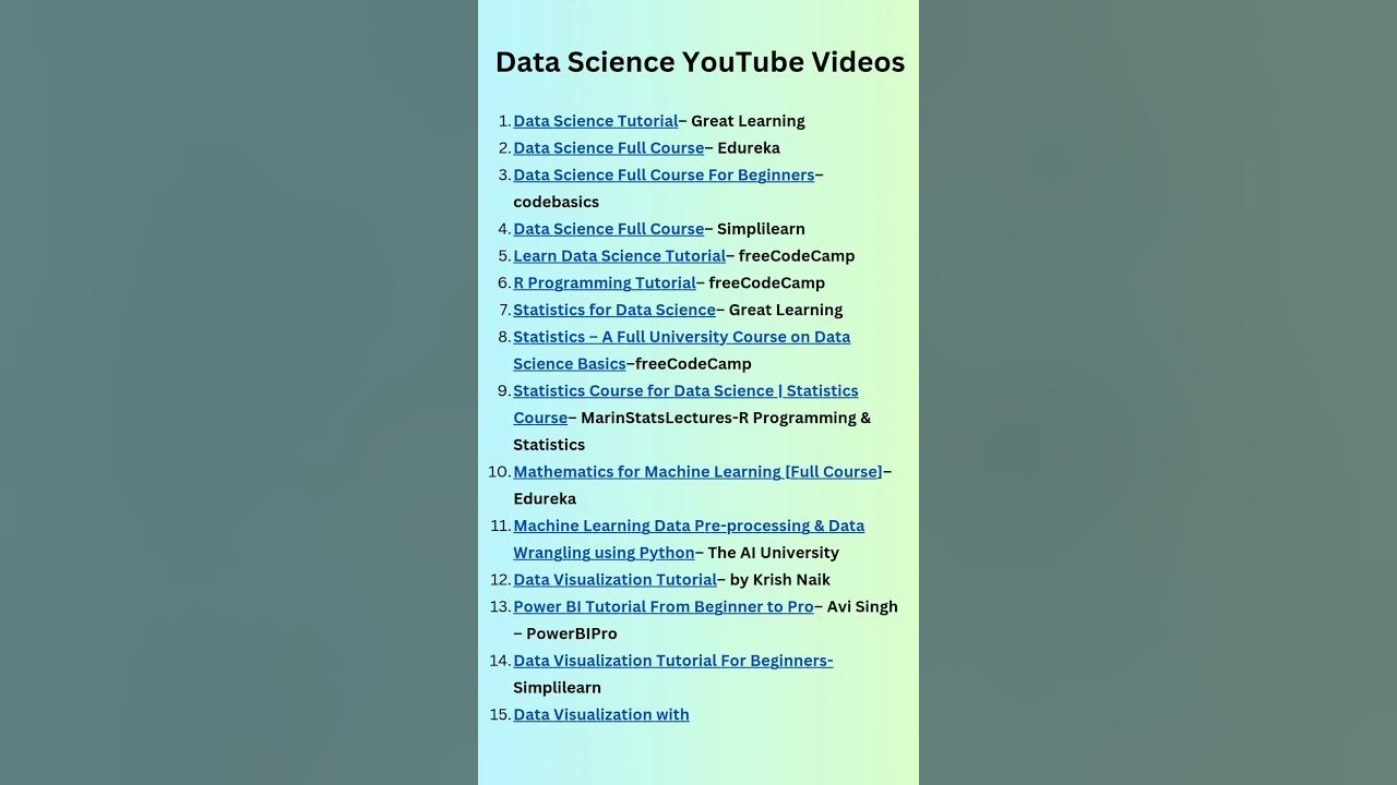 15 Must Watch Data Science Youtube Videos 📊 Datascience Datasciencecourse
