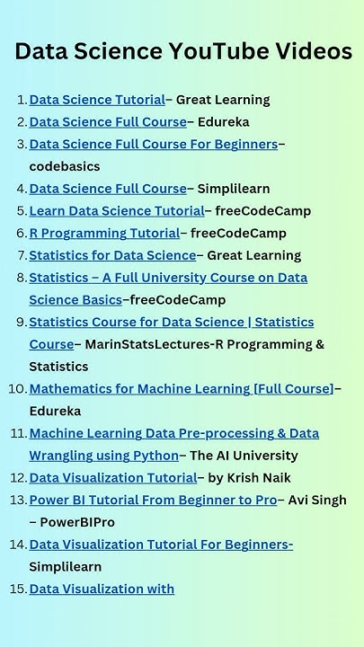 15 Must-Watch Data Science YouTube Videos! 📊 #datascience #datasciencecourse # ...