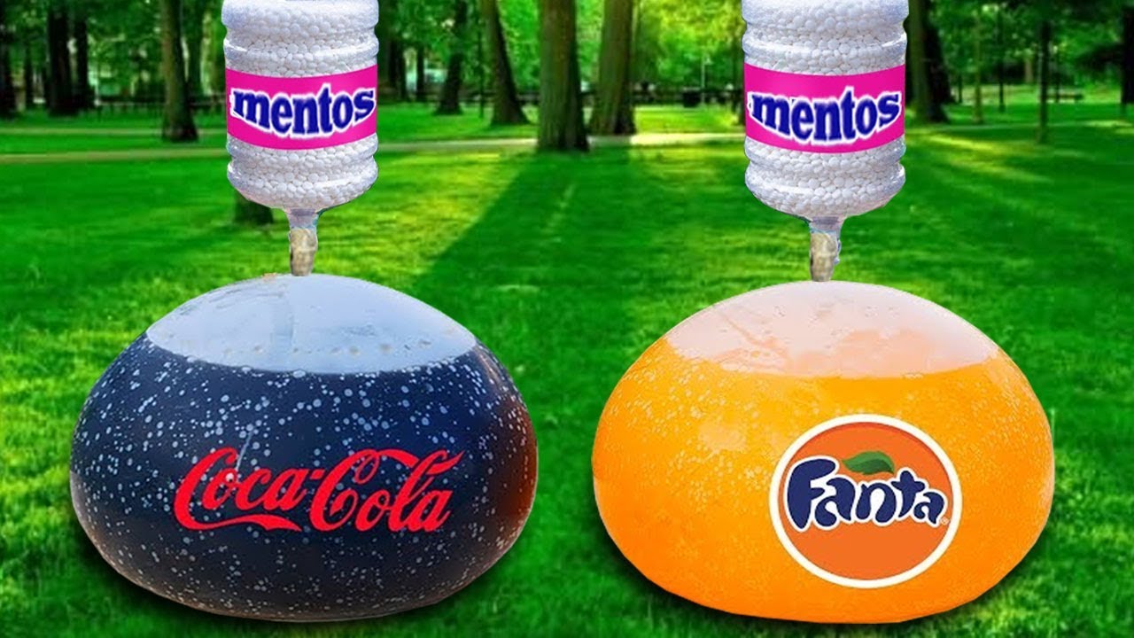 Experiment: Giant Coca Cola Balloon , Giant Fanta Balloon VS Mentos ...