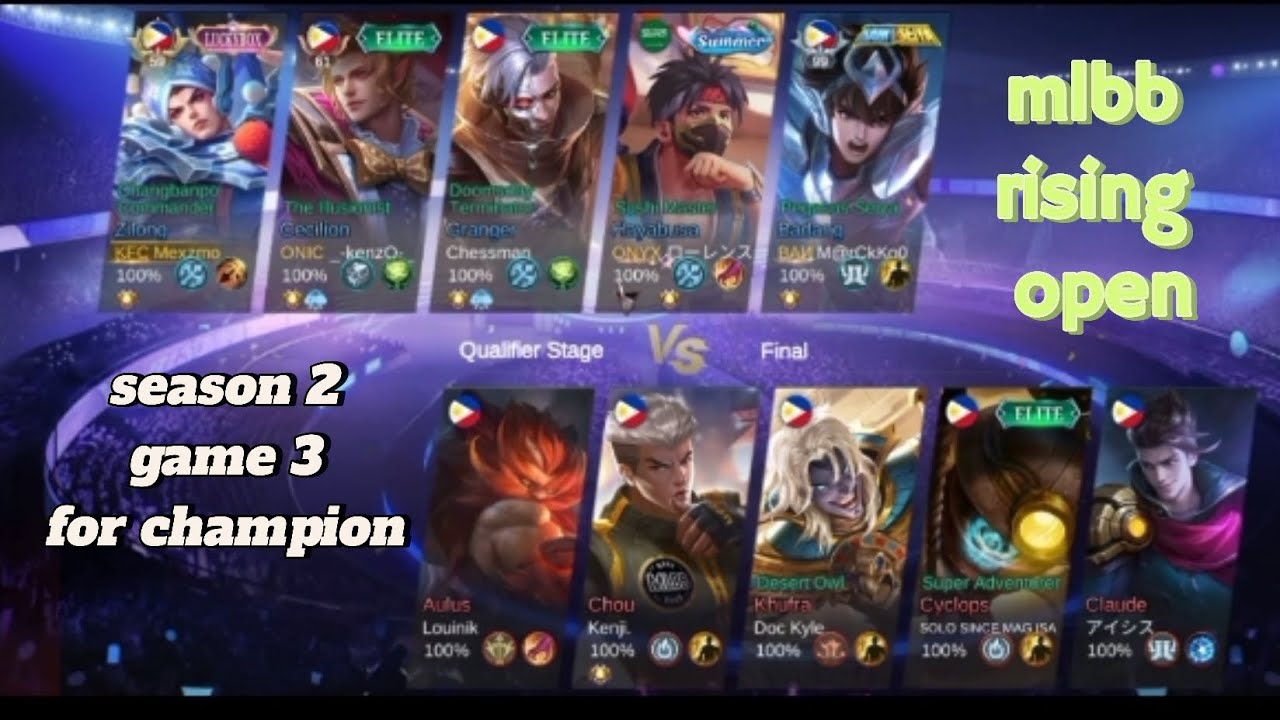 mlbb rising open new season 2 game 3 for champion easy miniac easywin ...