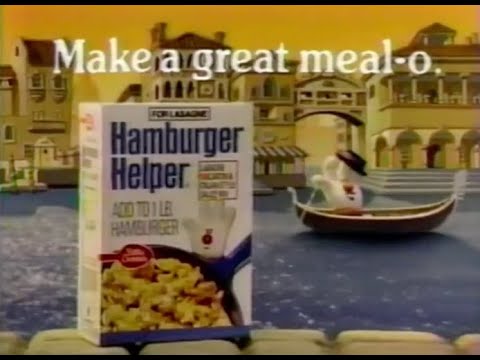 Hamburger helper Venice commercial. Make a great meal-o. (USA, 1986 ...