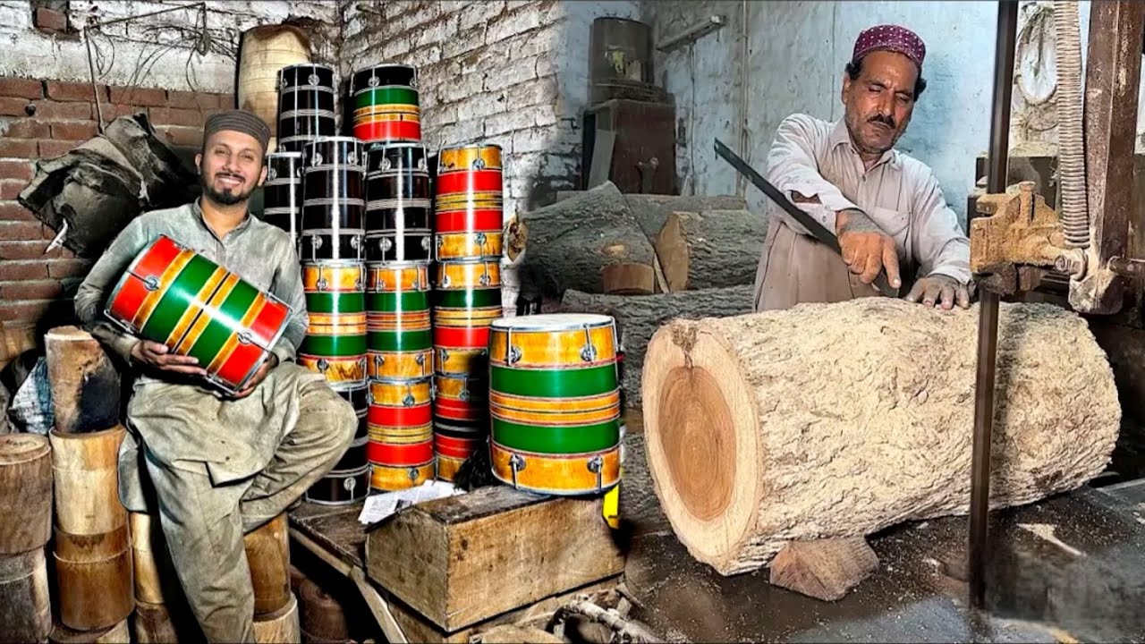 The Process of Making Wooden Drum | Traditional Drum Manufacturing ...