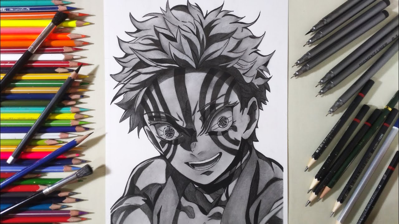 Drawing Akaza | Demon Slayer Kimetsu no Yaiba - YouTube