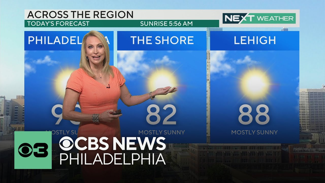 Highs back near 90 in Philadelphia Sunday, tracking an unsettled ...