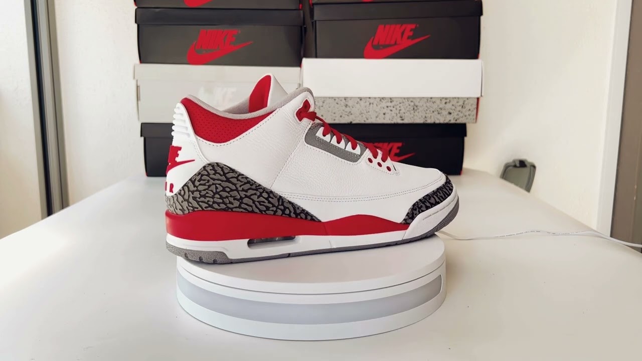 JORDAN 3 Fire Red laceswap with the Varsity Red laces by Slickieslaces ...