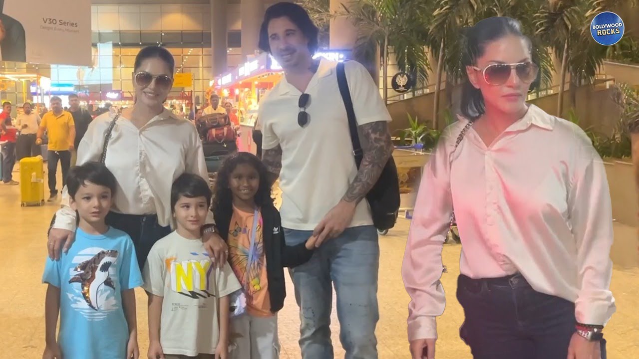Sunny Leone With Family Spotted At Airport - YouTube