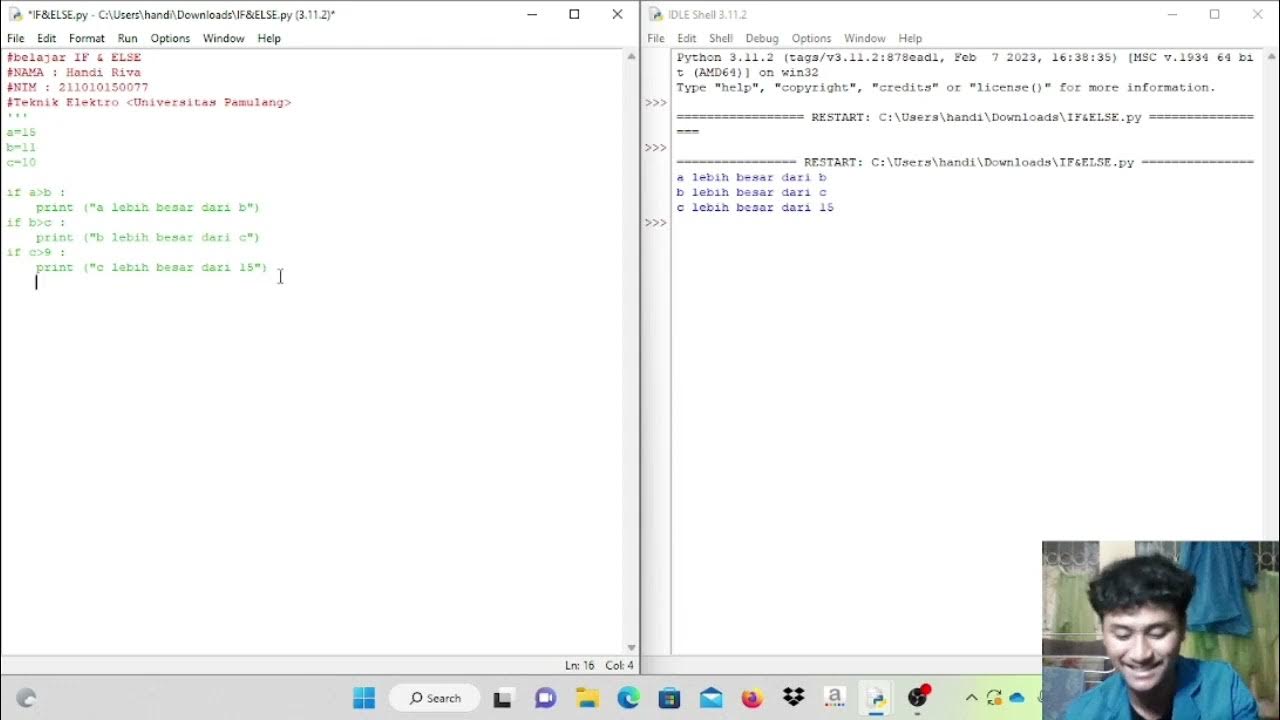 Fungsi IF & ELSE (tugas Dasar Komputer dan Pemograman) - YouTube