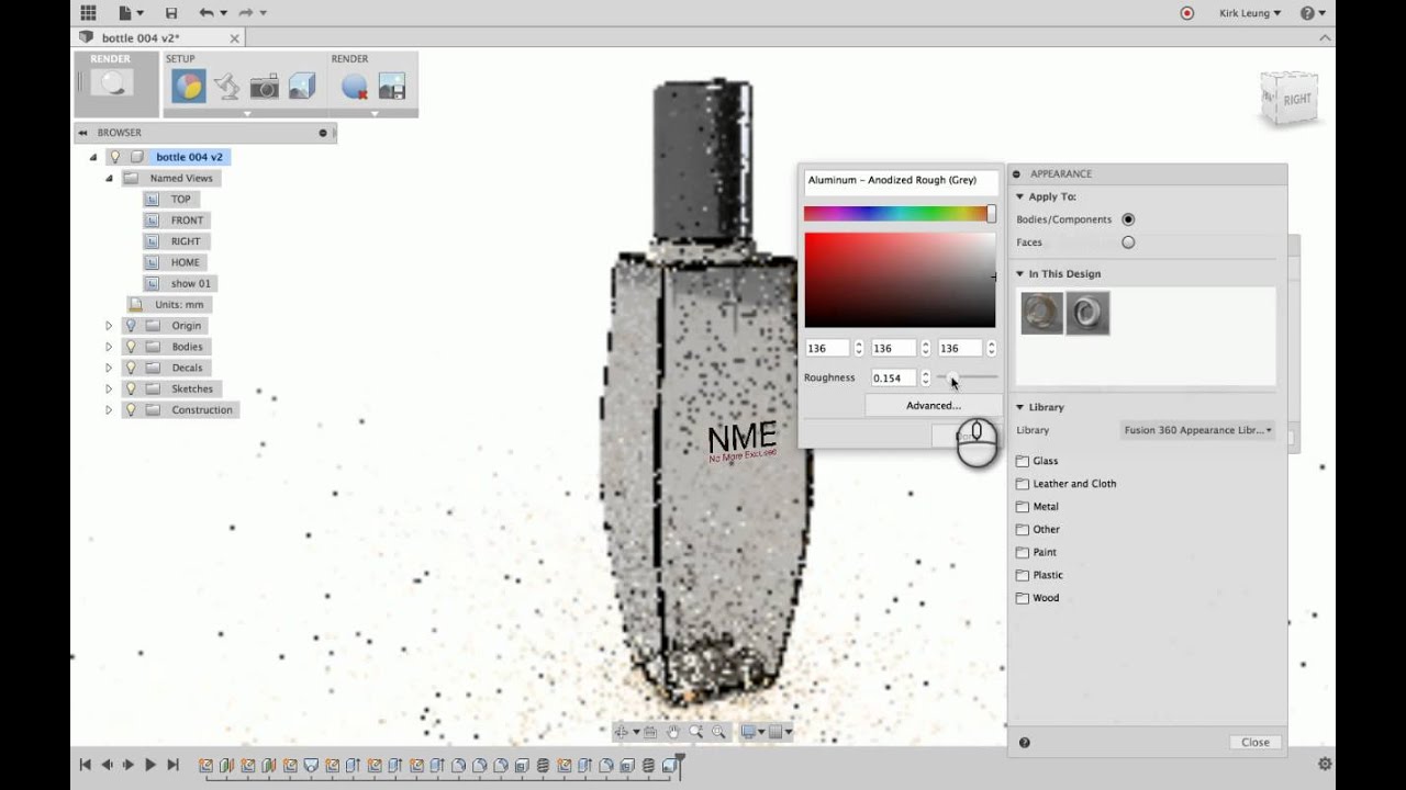 Fusion 360 教學 自學 bottle 004 decal demo - YouTube