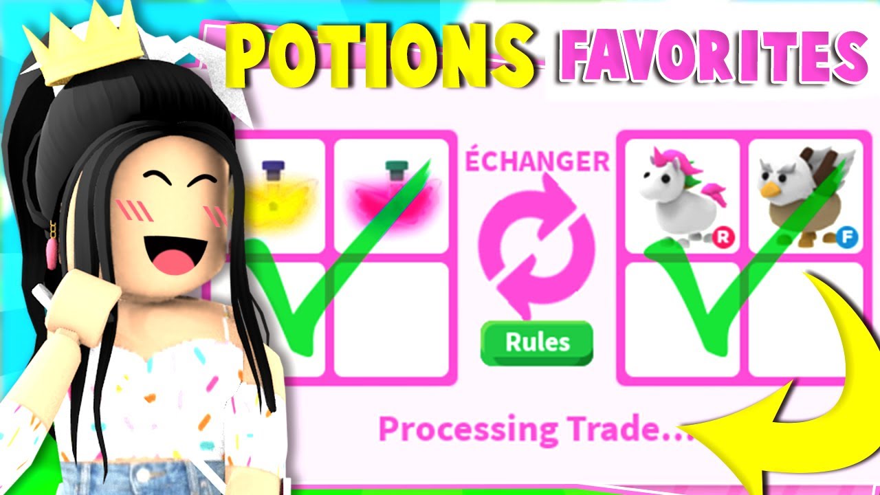 JE TRADE SEULEMENT LES POTIONS FAVORITES sur Adopt me! (Roblox) - YouTube