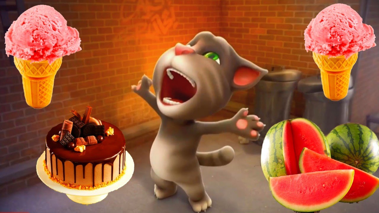 Talking Tom Eating Cake 🍰 Watermelon 🍉 Icecream🍦 #talkingtom - YouTube