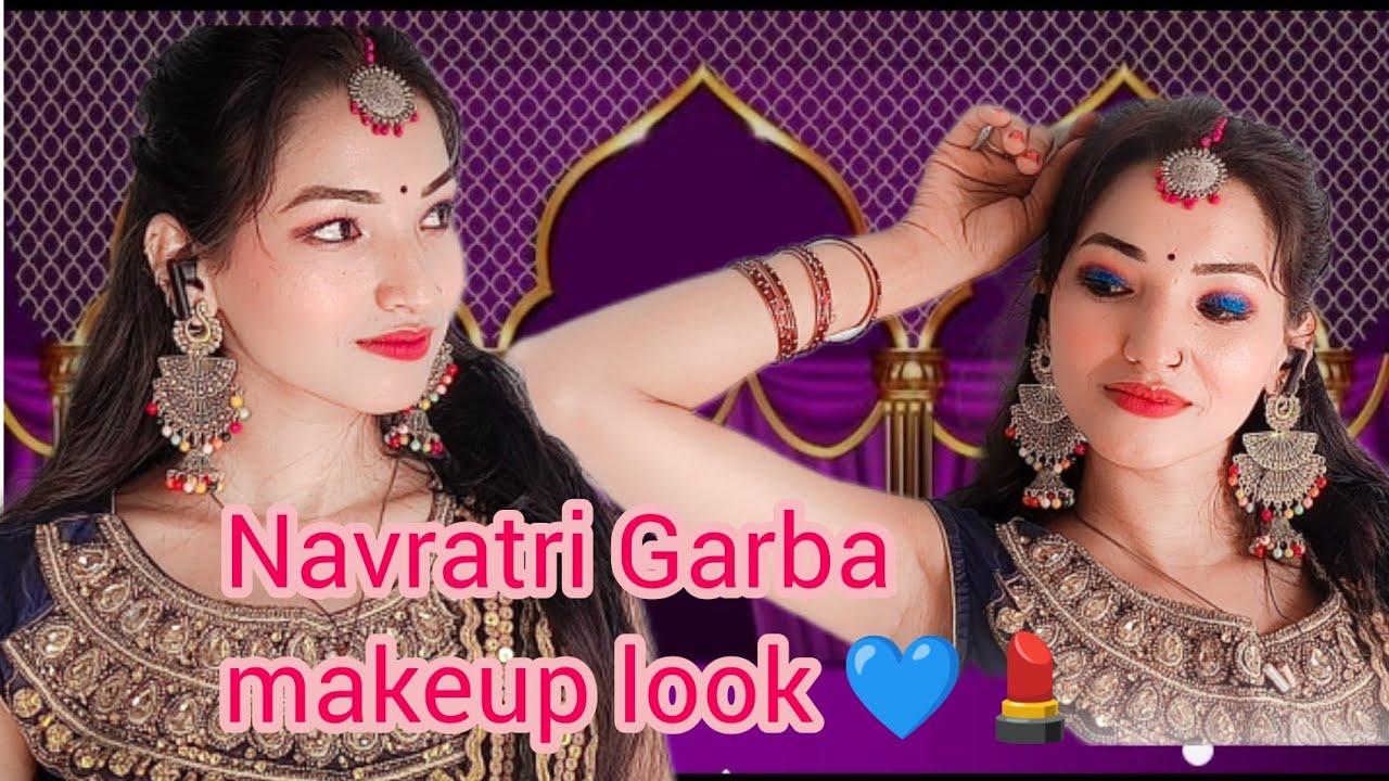 Navratri Garba Makeup Look|step by step makeup tutorial 💄|blue eye ...