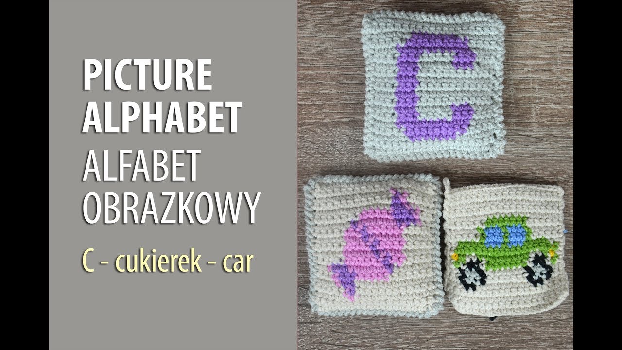 CROCHET PICTURE ALPHABET letter C - cukierek - car | ALFABET OBRAZKOWY ...