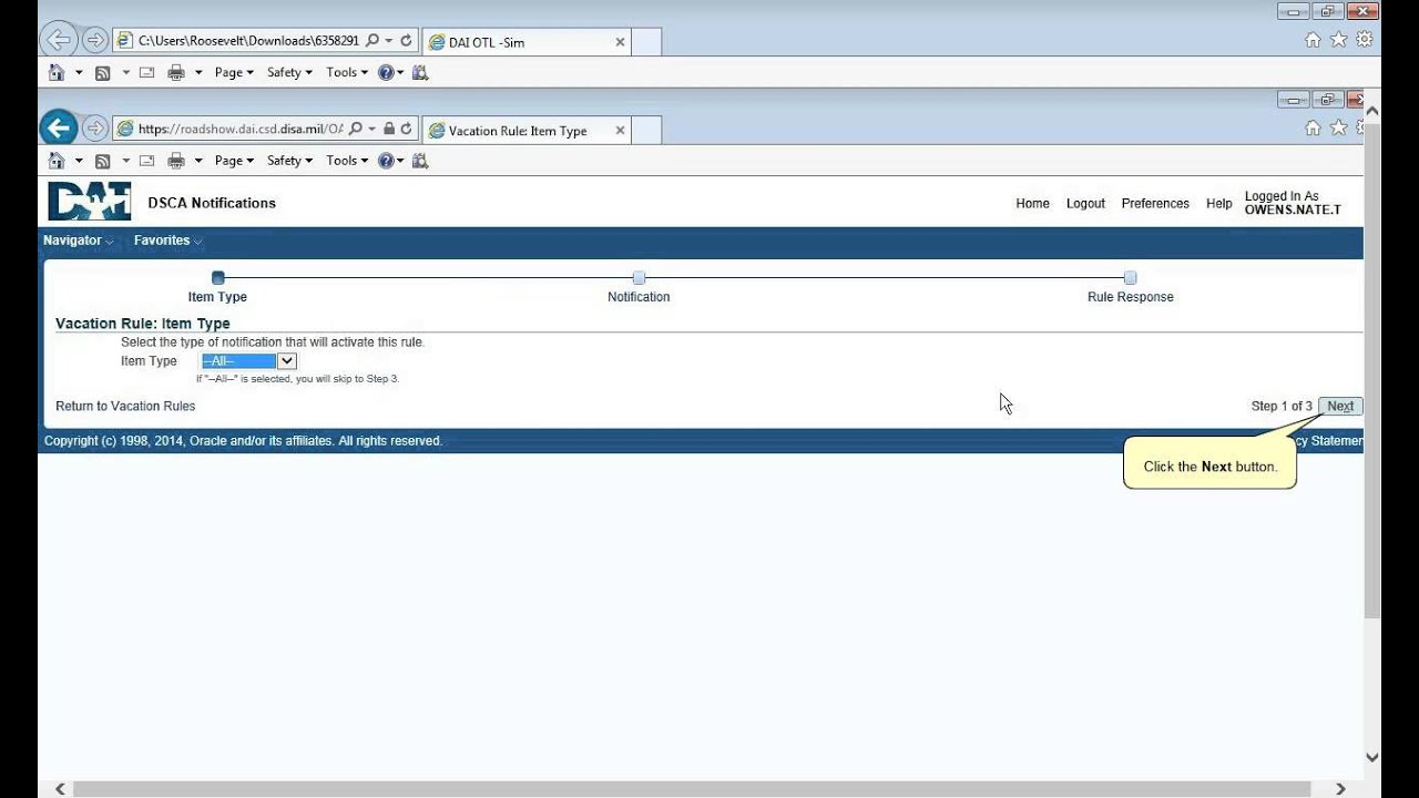 DAI OTL Create New Workflow Vacation Rule - YouTube