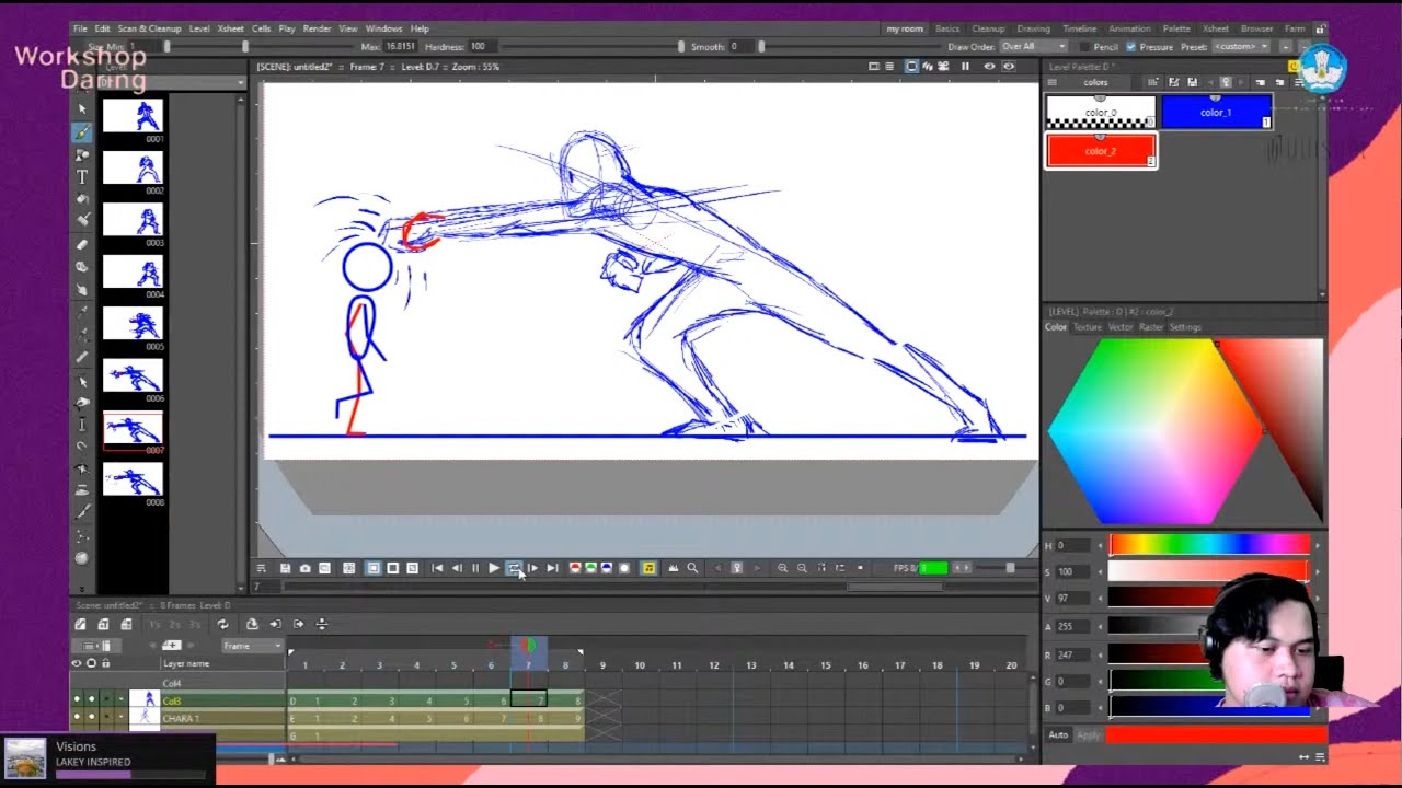 UVISUAL WORKSHOP | ANIMASI 2D DENGAN OPENTOONZ #3 | CHARACHTER ANIMATION - YouTube