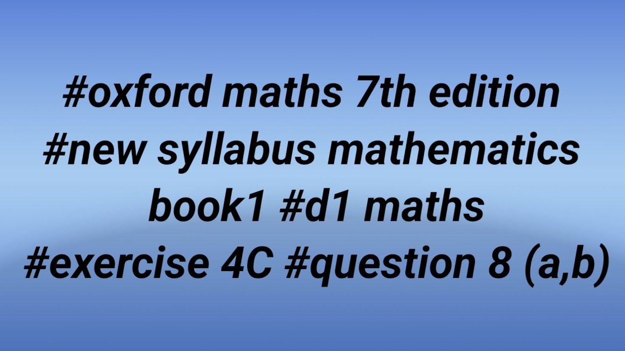 #oxford maths 7th edition #new syllabus mathematics book1 #d1 maths # ...