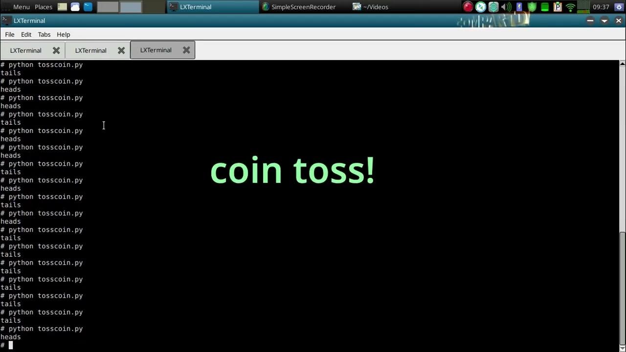 How to simulate a coin toss in python using random - YouTube