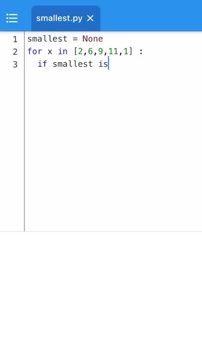 ايجاد اصغر قيمة في القائمة بلغة البرمجة بايثون python/ smallest number - YouTube