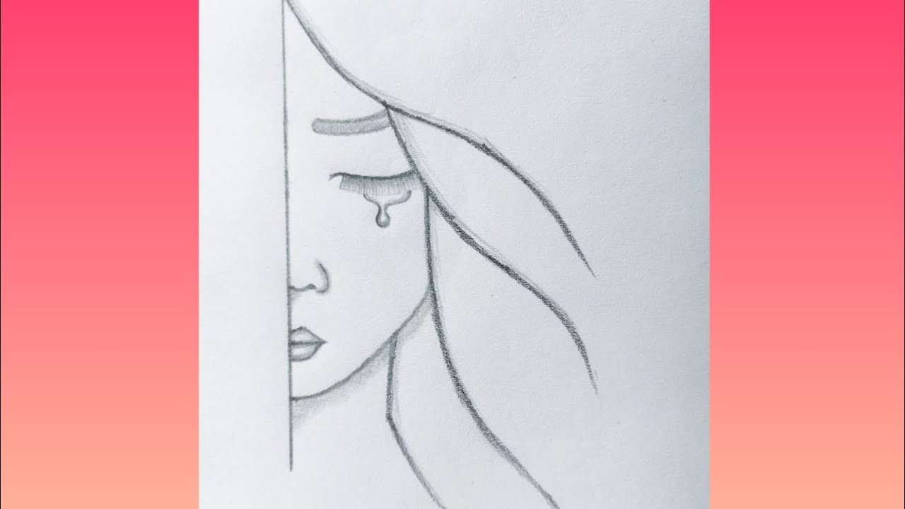 Very easy of a sad girl, How to draw a sad Girl/Crying Girl face ...