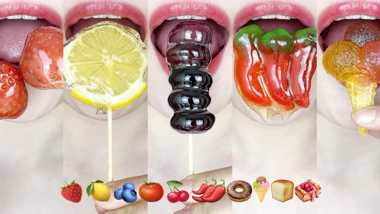 Dangbee|asmr EMOJI FOOD TANGHULU KOHAKUTO MUKBANG eating sounds - YouTube