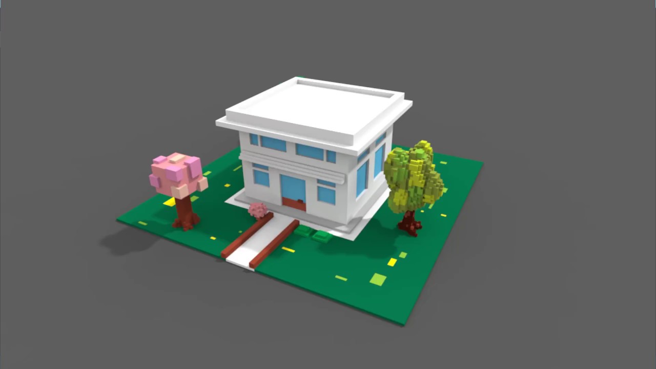 Simple White House - Magica Voxel | TimeLapse | MadFireOn | - YouTube