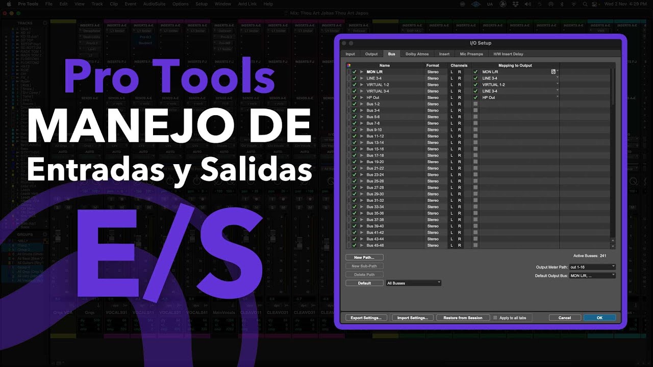 Cómo organizar ENTRADAS y SALIDAS para Pistas, Aux y Folders en Pro Tools #protools @avid ...