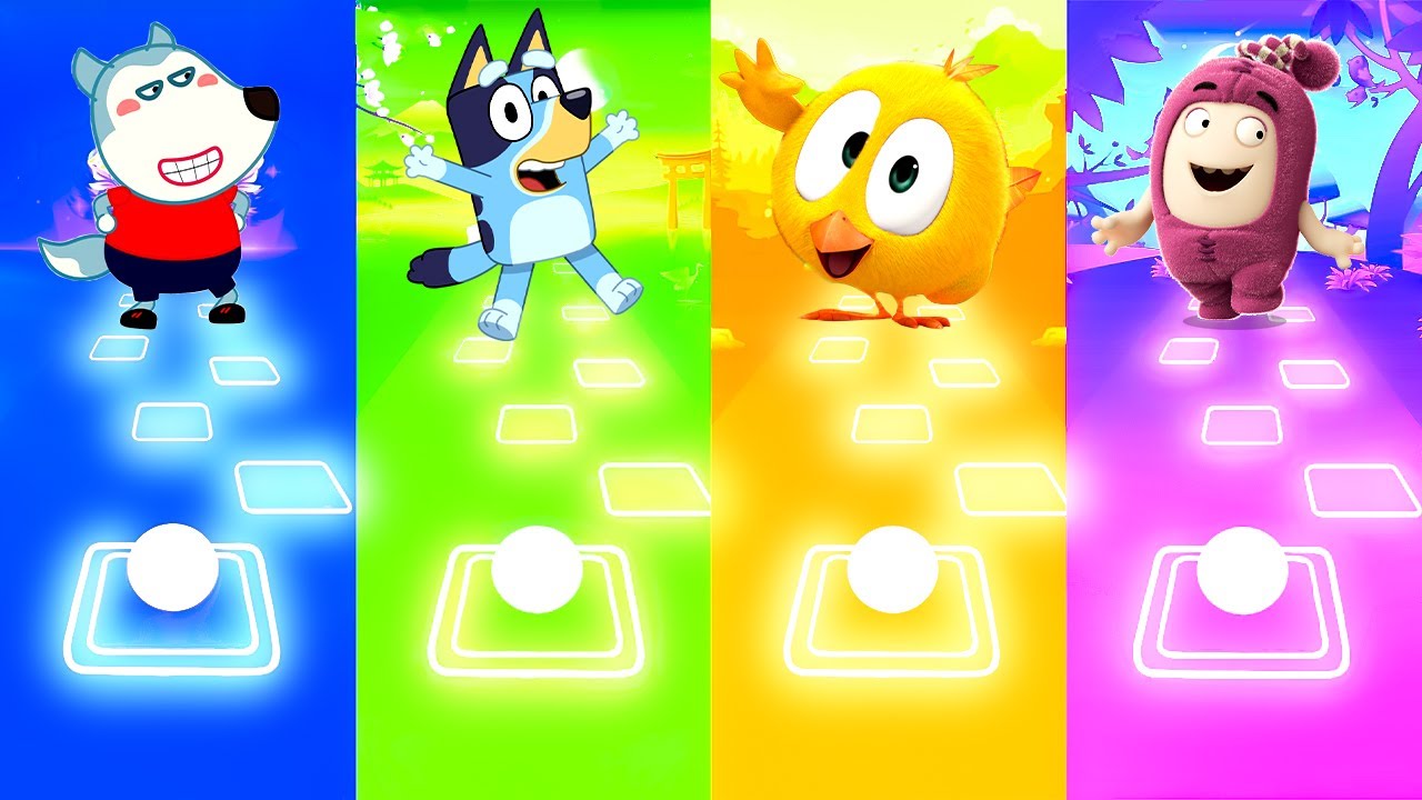 Wolfoo Family Vs Bluey Vs Where's Chicky Vs Oddbods | Tiles Hop EDM ...