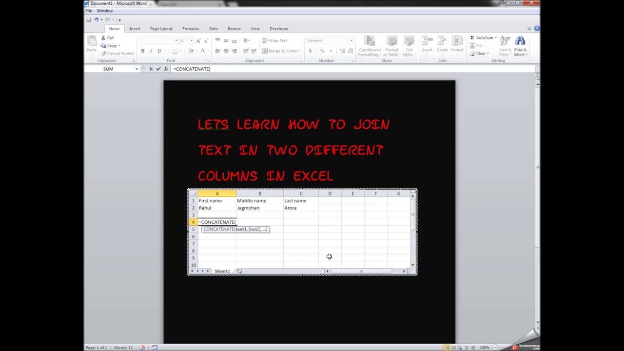 Join Text In Two Different Columns In Excel YouTube join-text-in-two-different-columns-in-excel-youtube