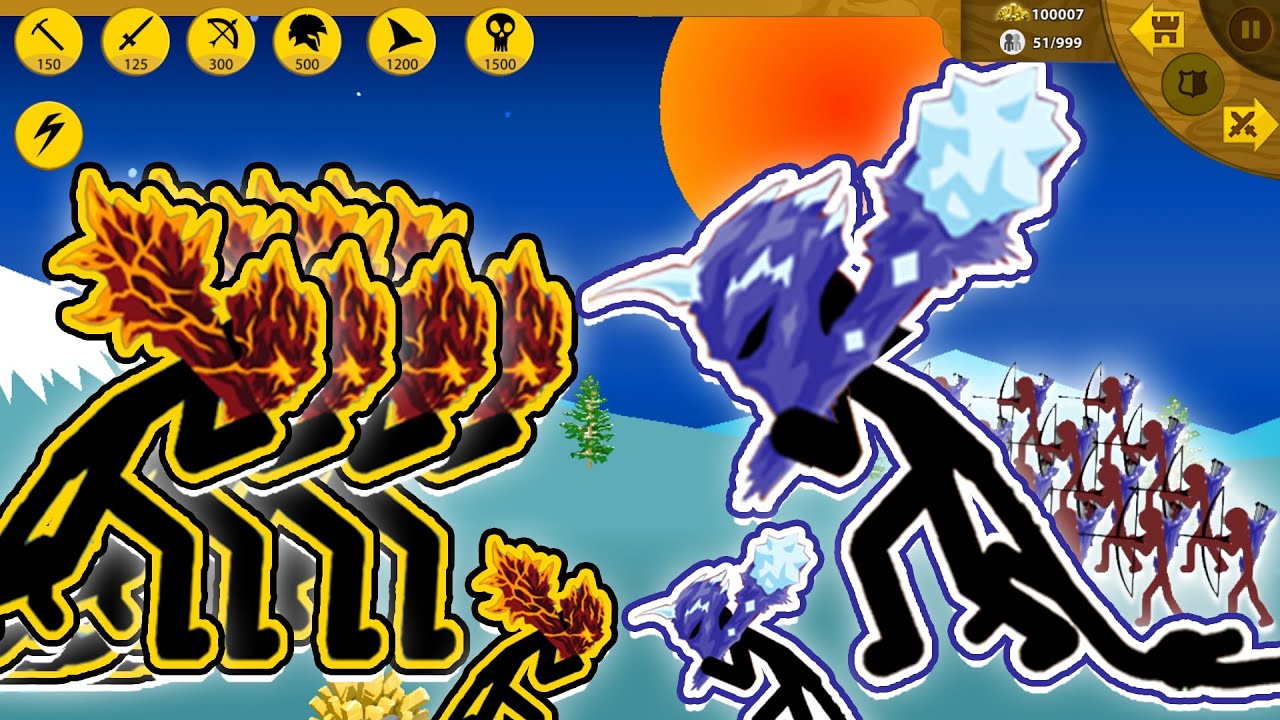 Clash of fire giants against ice giants - Stick War Legacy - YouTube