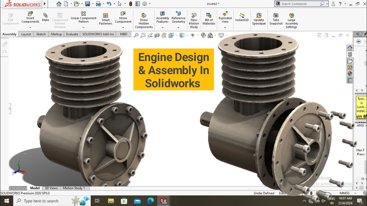 Solidworks Tutorials | Design & Assembly Of Engine Case Design In ...