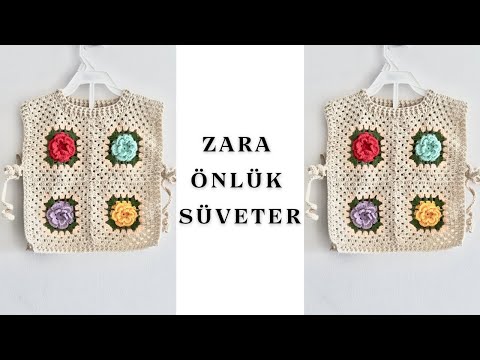 ZARA ÖNLÜK  SÜVETER YAPIMI 🌸 TIĞ İŞİ ÖNLÜK SÜVETER 🩵 BEBEK SÜVETERİ ( YELEK) #crochet