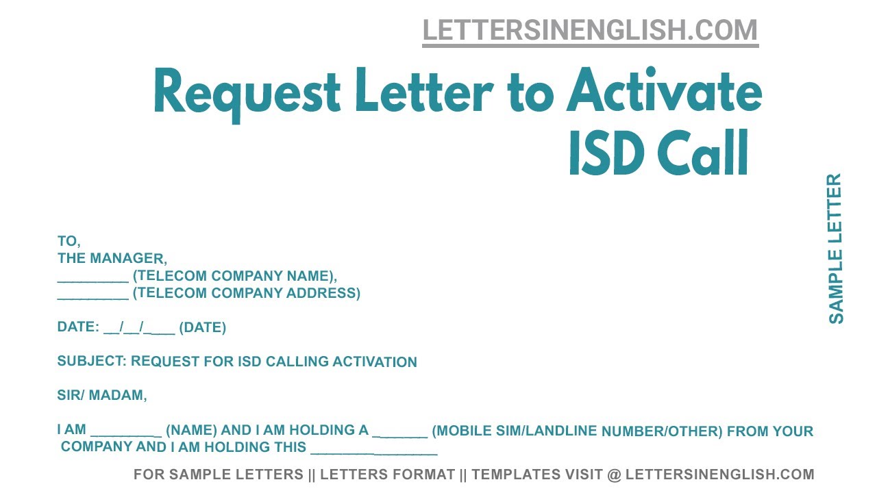 Request Letter To Activate ISD Call - Sample Letter Requesting for ISD ...