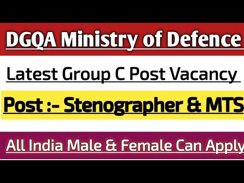 DGQA Ministry of Defence Mts , Stenographer Recruitment 2024 || 10th ...