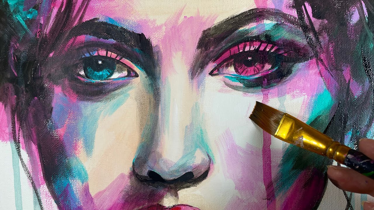 Simple portrait / Abstract technique / Limited colours / ACRYLIC ...