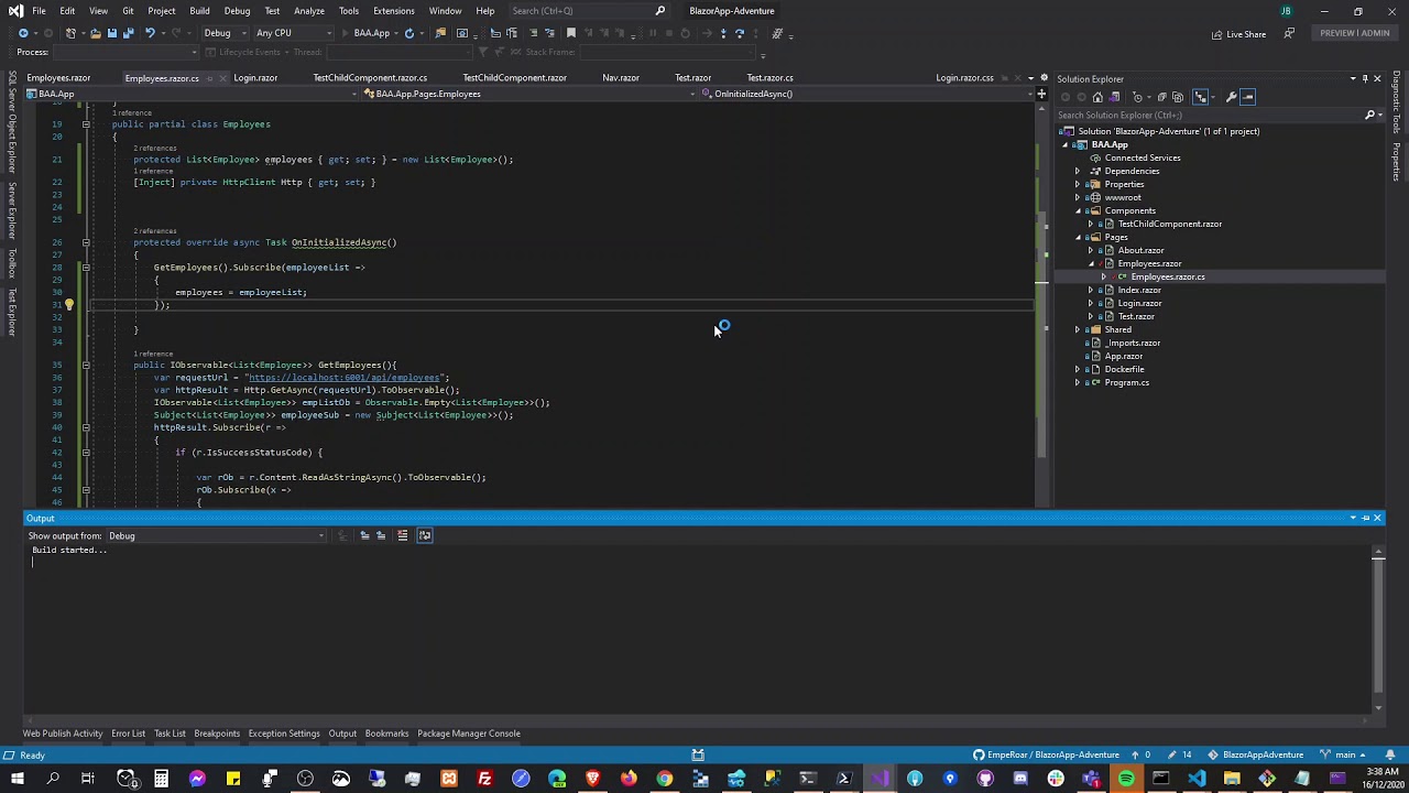 (Blazor App Adventure S1: EP 9) Using Observables instead of Await ...
